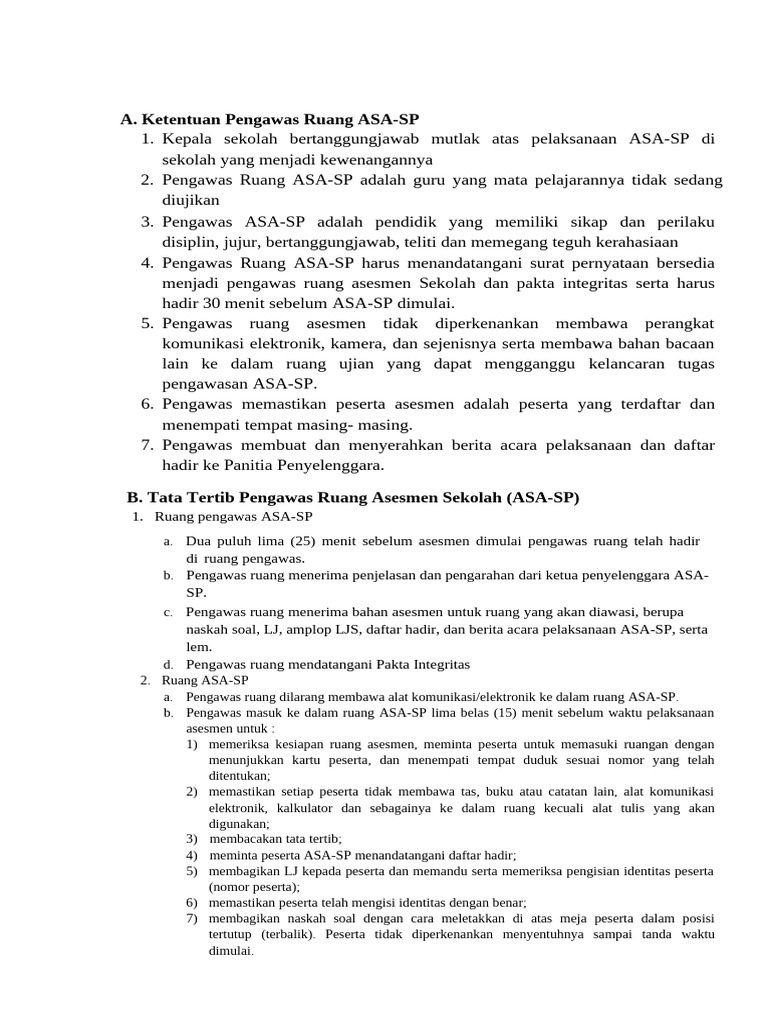 Ketentuan Pengawas Ruang ASA | PDF