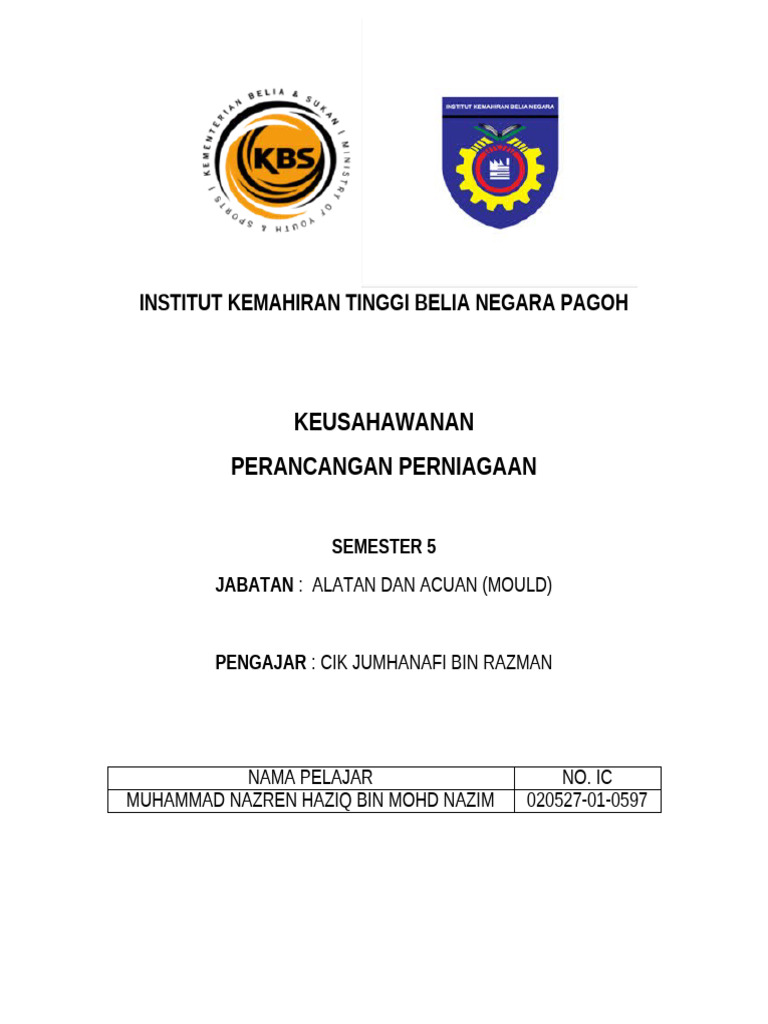 Muka Depan Laporan Tugasan | PDF