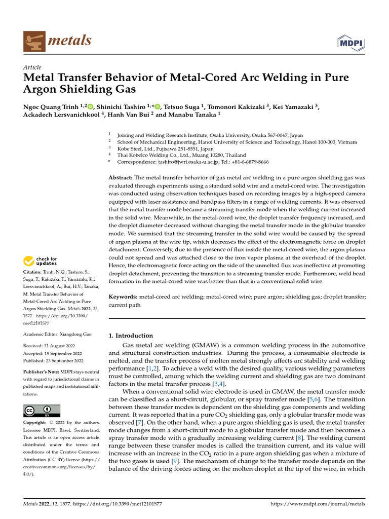 2022-Metal Transfer Behavior of Metal-Cored Arc Welding in Pure Argon ...