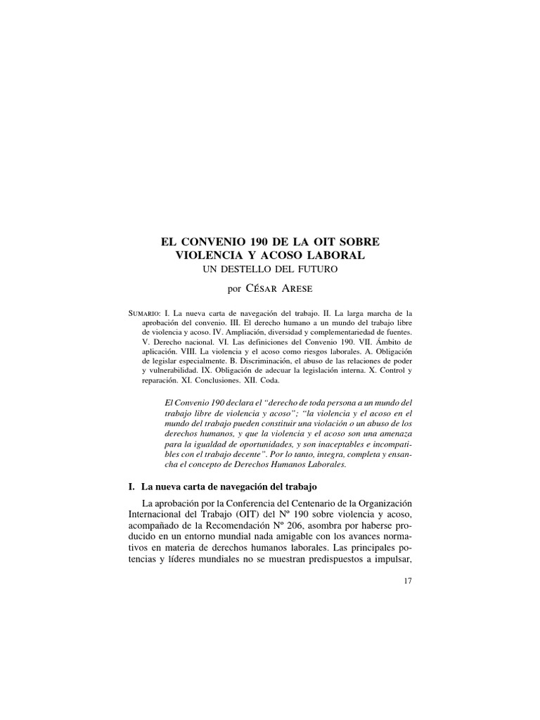 El Convenio 190 OIT | PDF