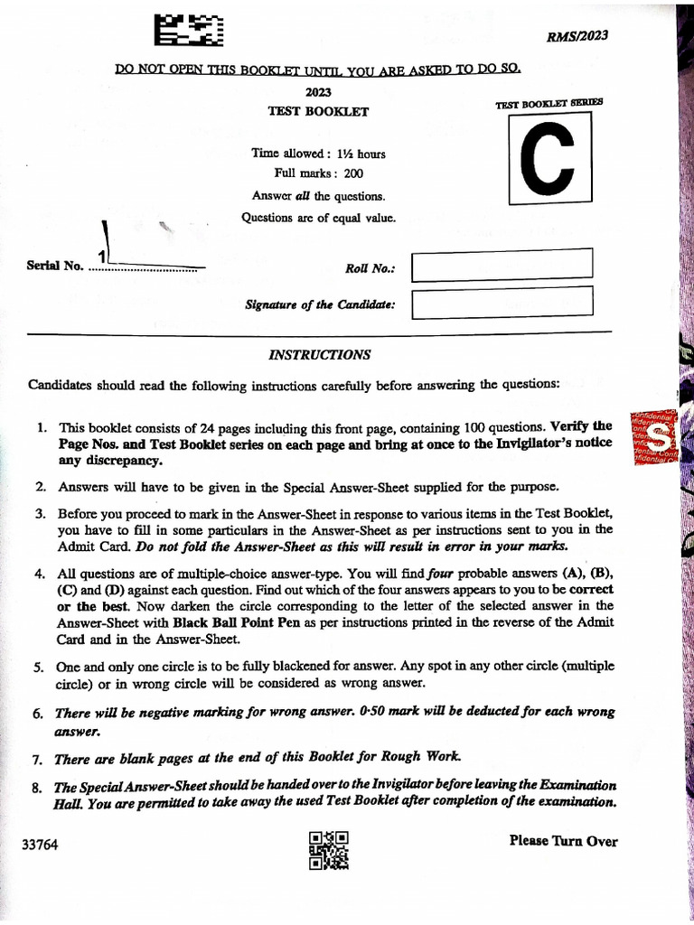 WBPSC Miscellaneous Question Paper 2023 | PDF