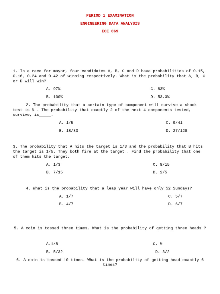 Period 1 Examination | PDF