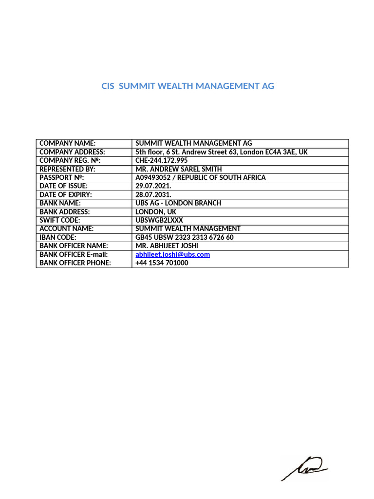 Ubs Cis Summit | PDF