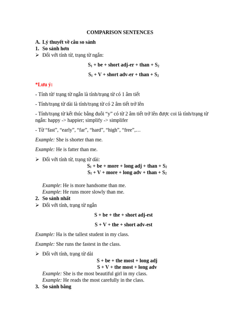 Comparison Sentences | PDF
