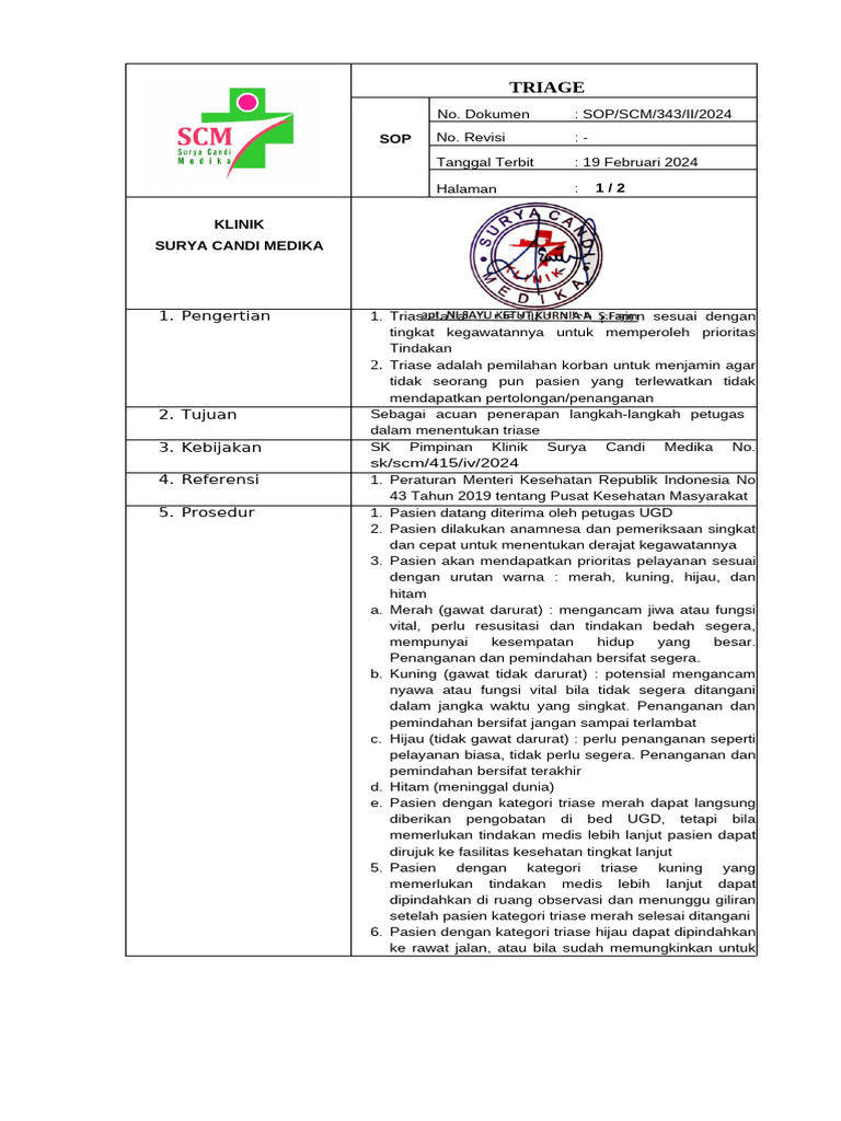 PKP 7.2.3 Sop Triage | PDF