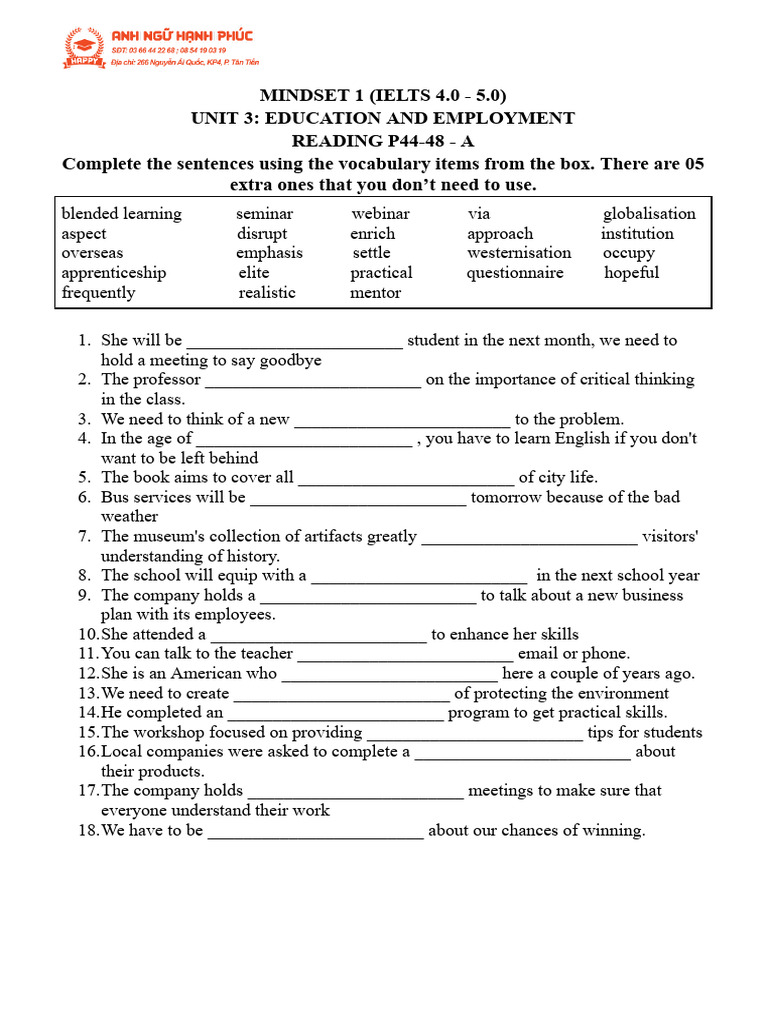 Test Vocab - Unit 3 - Mindset For Ielts 1 | PDF