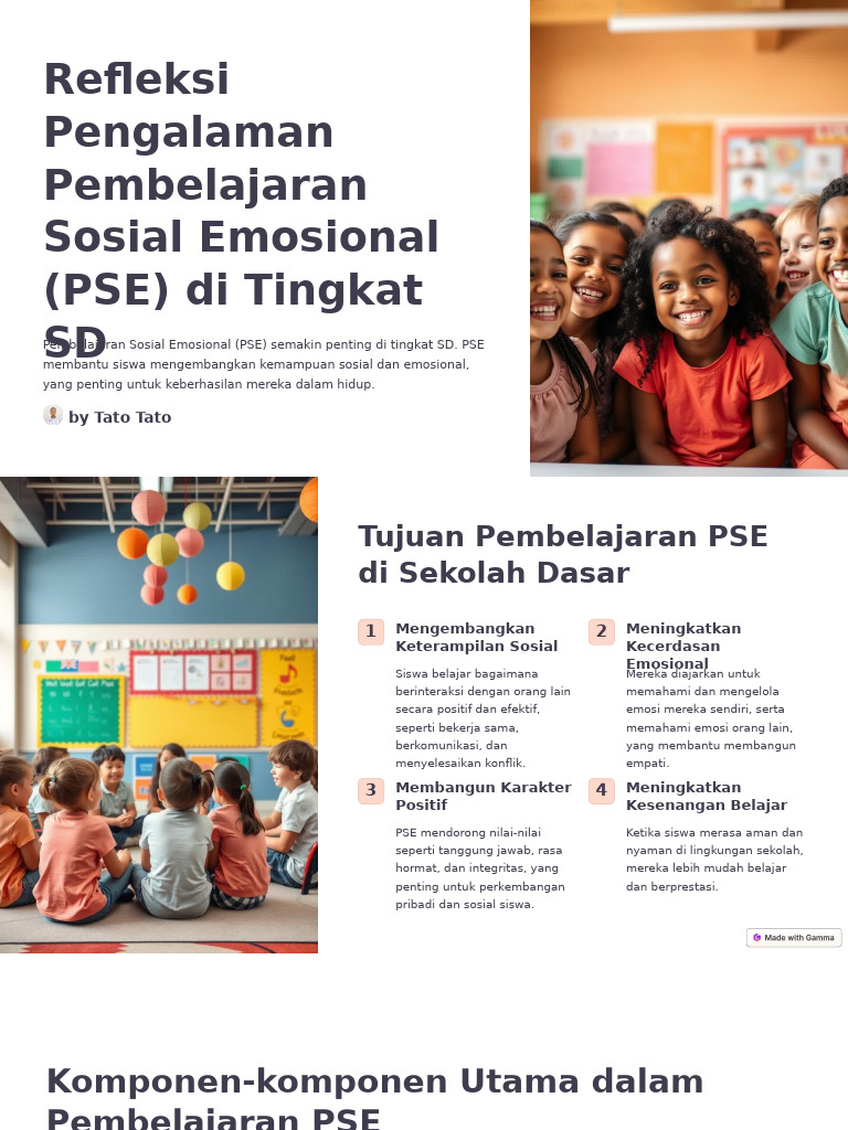 Refleksi Pengalaman Pembelajaran Sosial Emosional PSE Di Tingkat SD | PDF