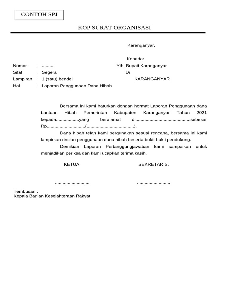 Contoh Berkas SPJ Hibah | PDF