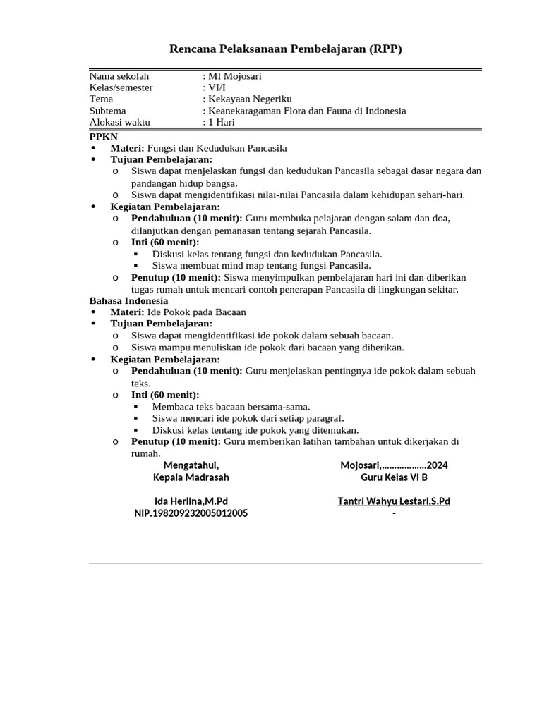 RPP Tematik MInggu Ke 2 (Butan) | PDF