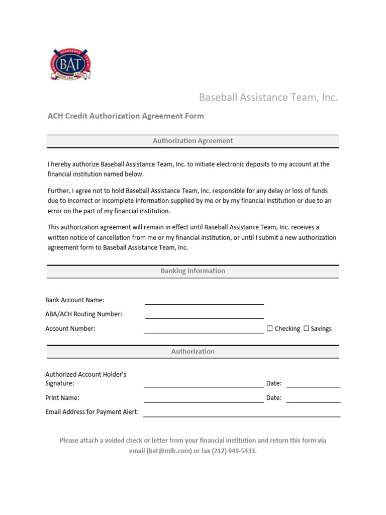 Baseball Assistance Team ACH Form Unedited-3 | PDF
