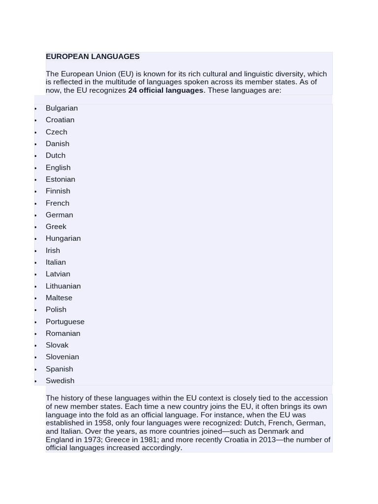 European Languages | PDF