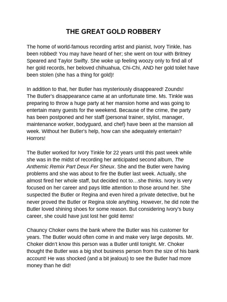 The Great Gold Robbery | PDF | Home & Garden | Mystery, Thriller ...