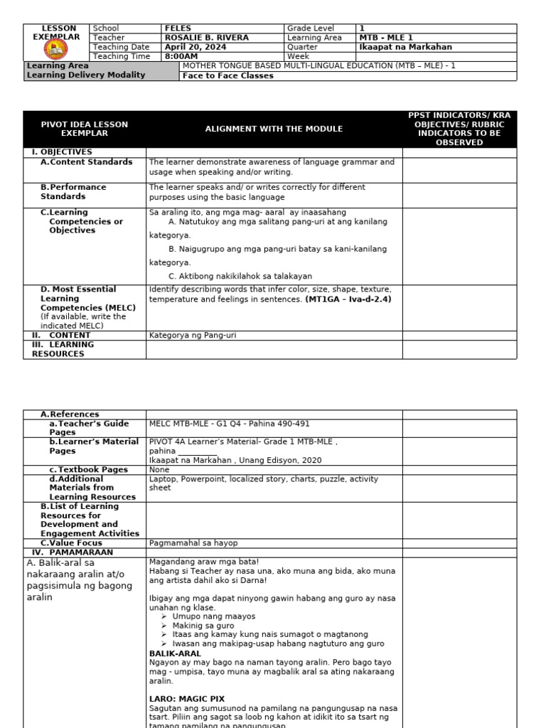 2023-2024-COT-4th | PDF