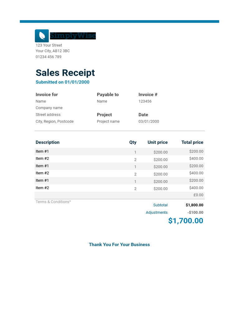 Sales Receipt 1 Invoice | PDF