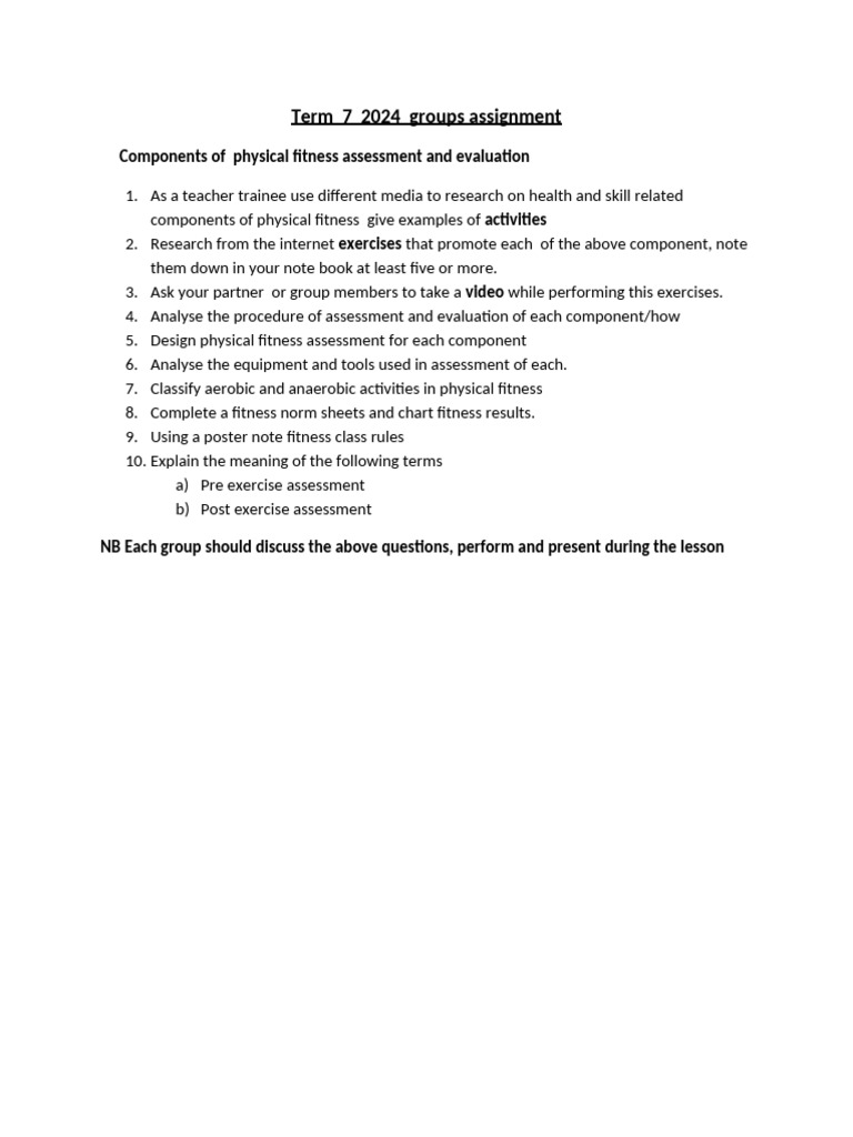 Term 7 2024 Groups Assignment | PDF
