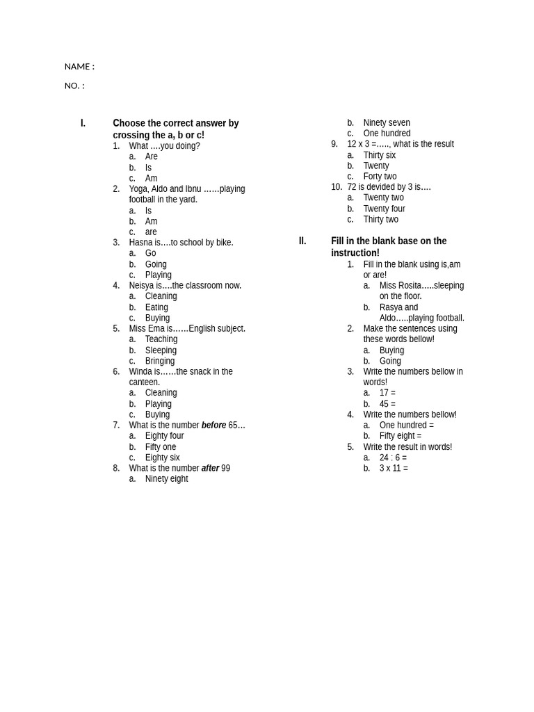 Mid - Term Grade 4 | PDF