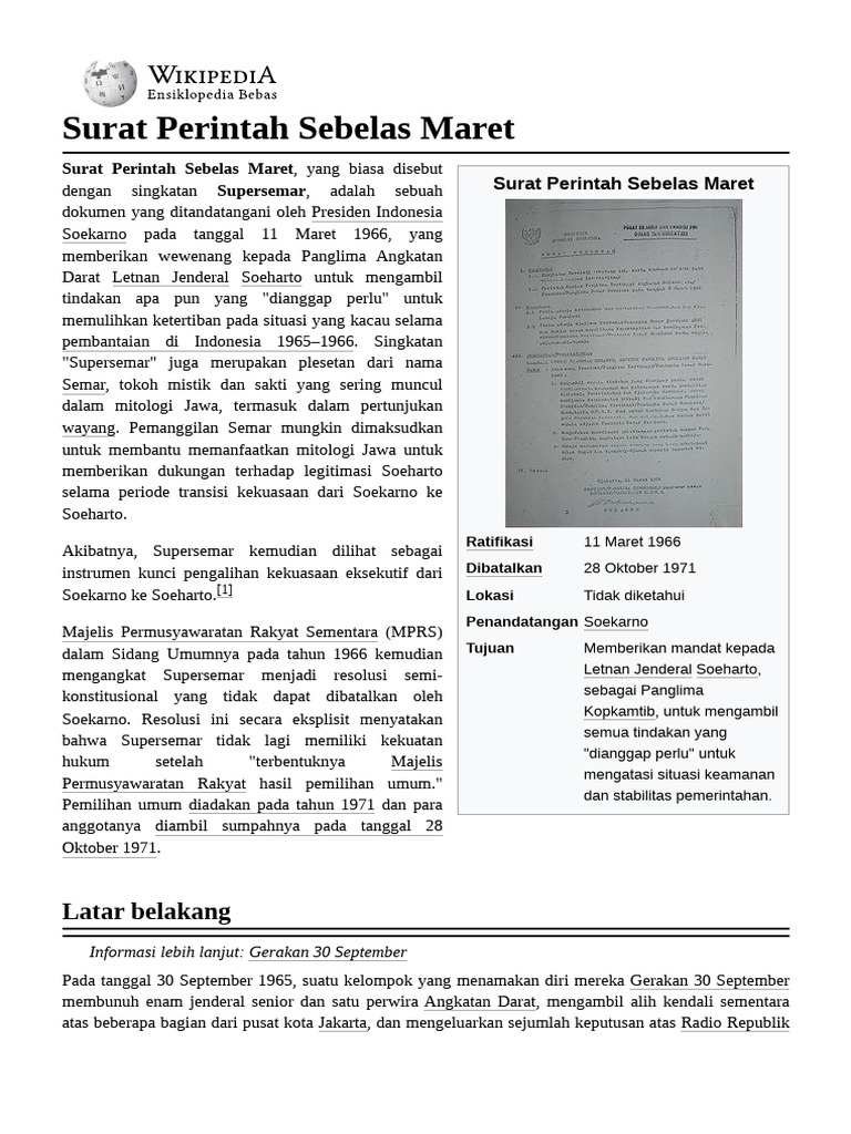 Surat Perintah Sebelas Maret | PDF