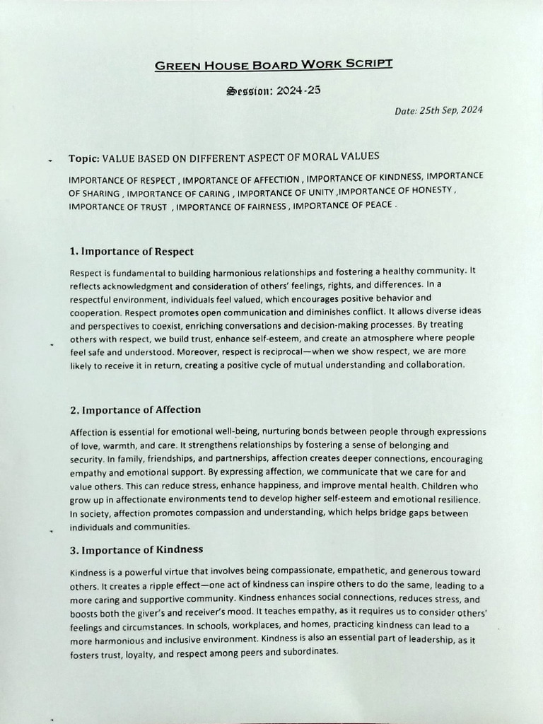 Moral Value Script | PDF | Social Justice | Empathy