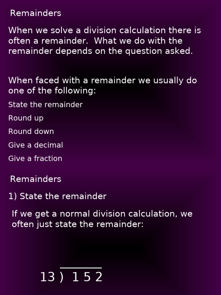 Remainders | PDF