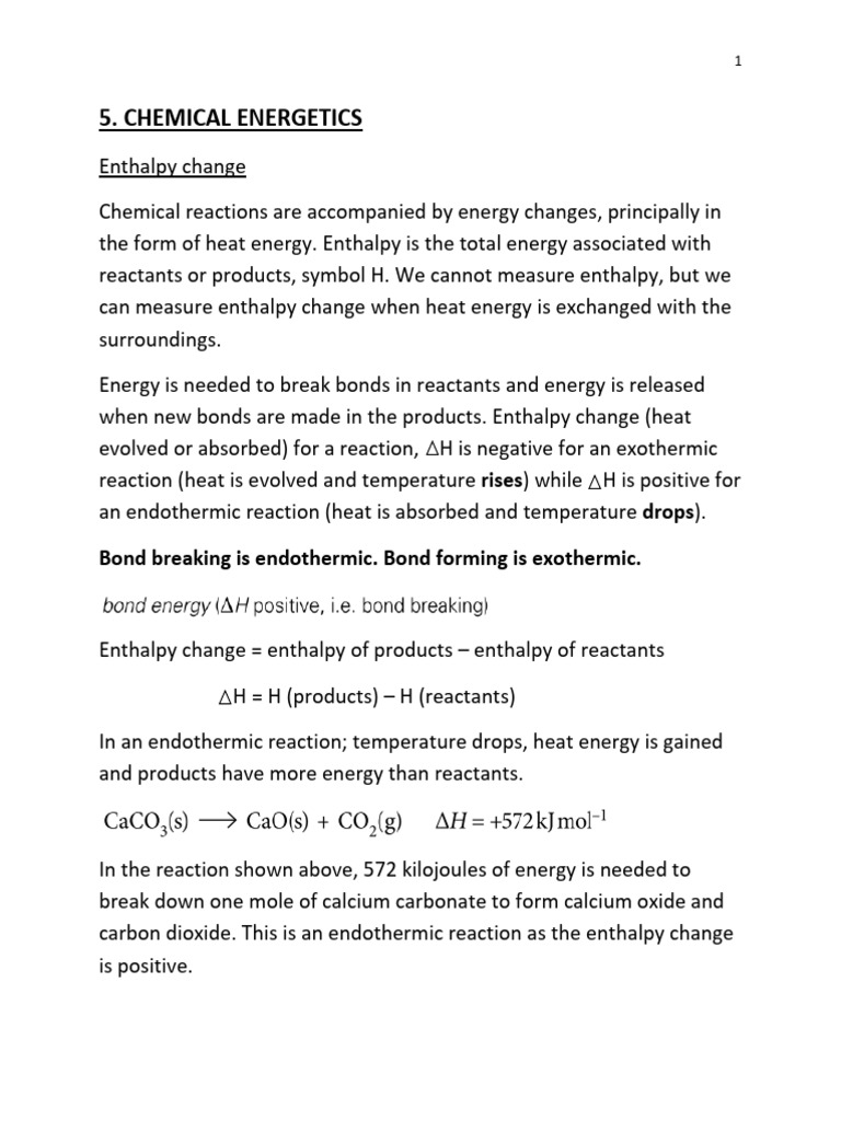 Chemical Energetics 2022 | PDF | Enthalpy | Teaching Methods & Materials