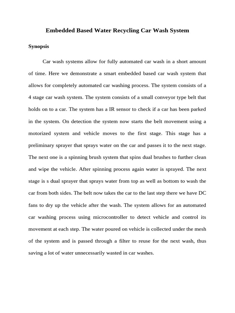 Embedded Based Water Recycling Car Wash System | PDF