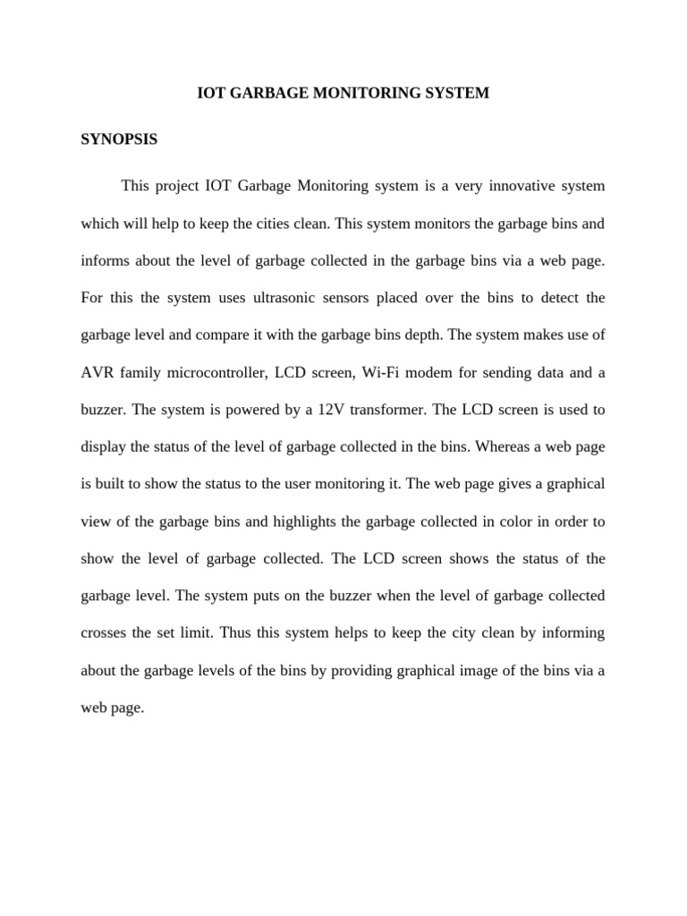 IOT Garbage Monitoring System | PDF