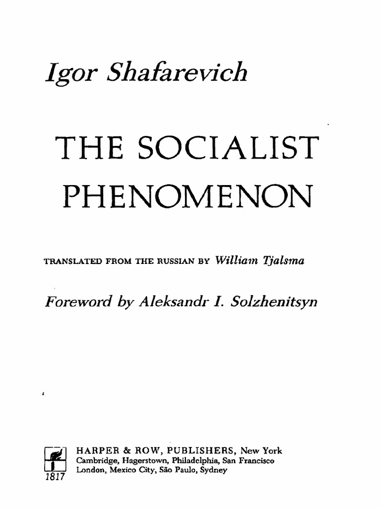 1980 - Socialist Phenomenon - Igor R. Shafarevich | PDF