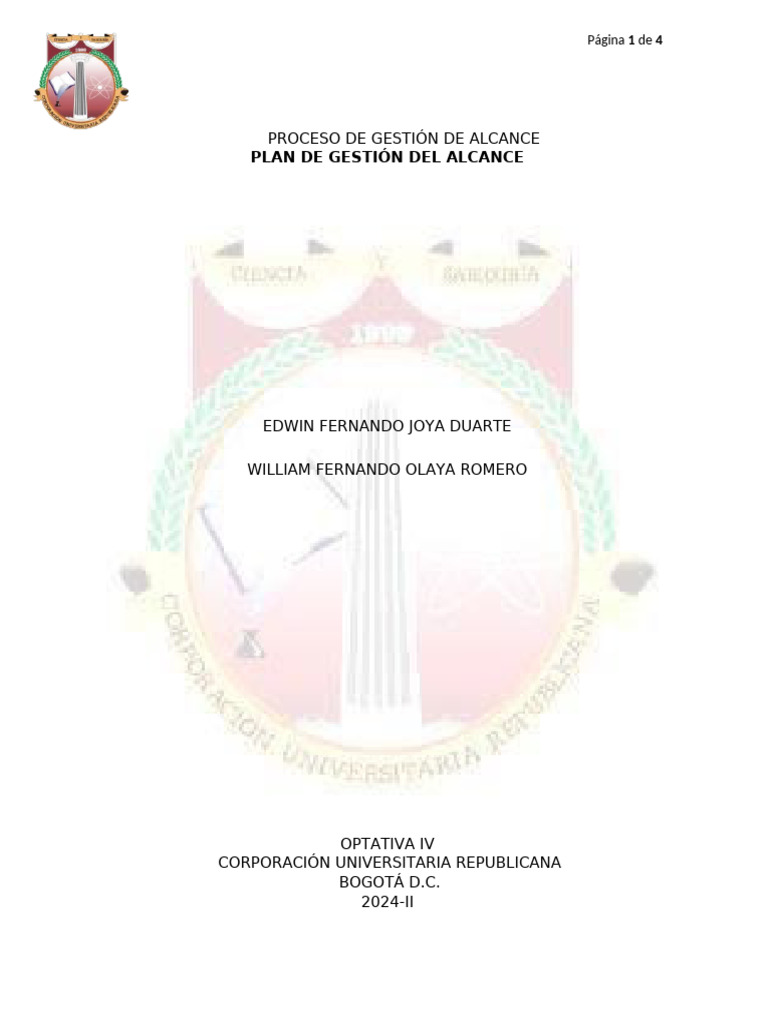 Proceso de Gestión de Alcance - Elaboración Del Plan de Alcance | PDF ...