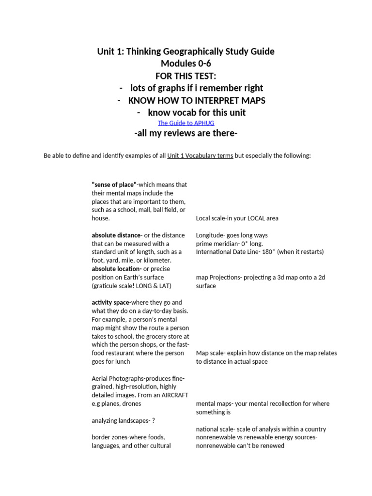 Unit 1 Study Guide | PDF