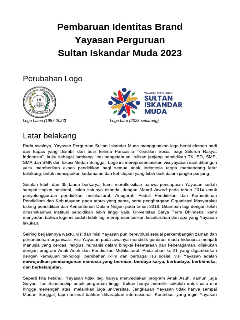 Pembaruan Logo Yayasan Iskandar Muda | PDF