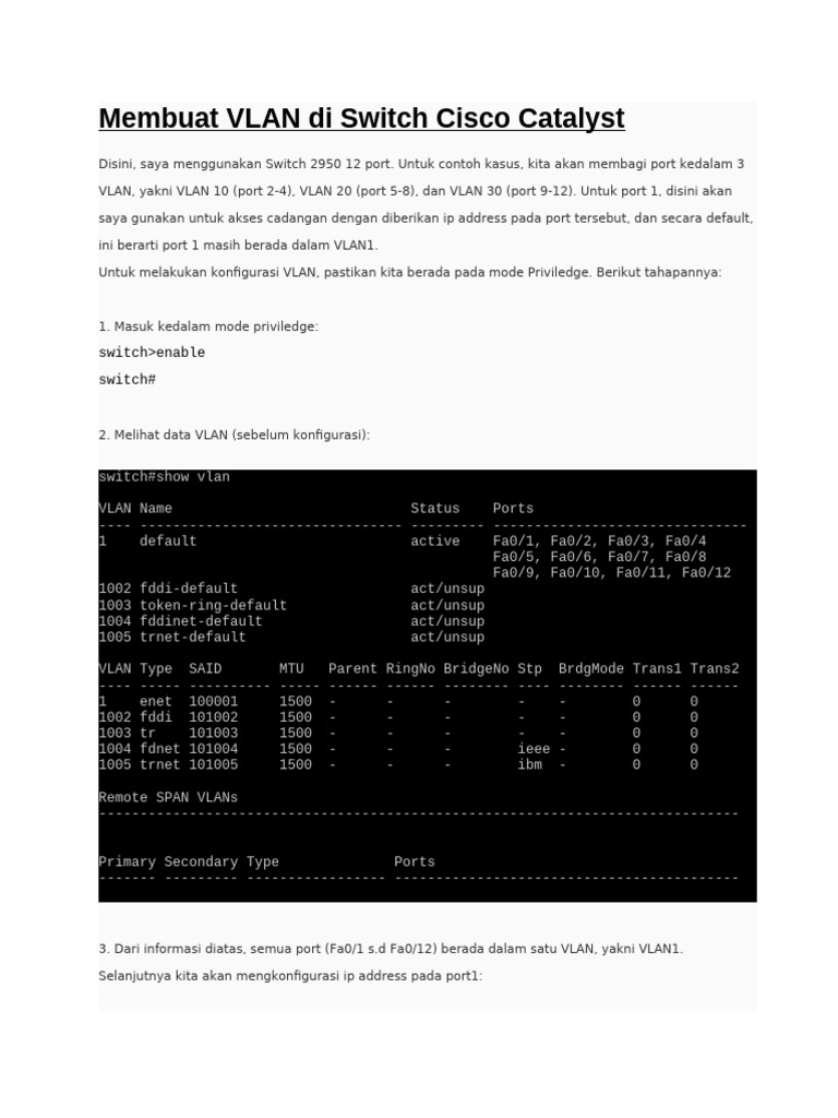 Membuat VLAN Di Switch Cisco Catalyst | PDF