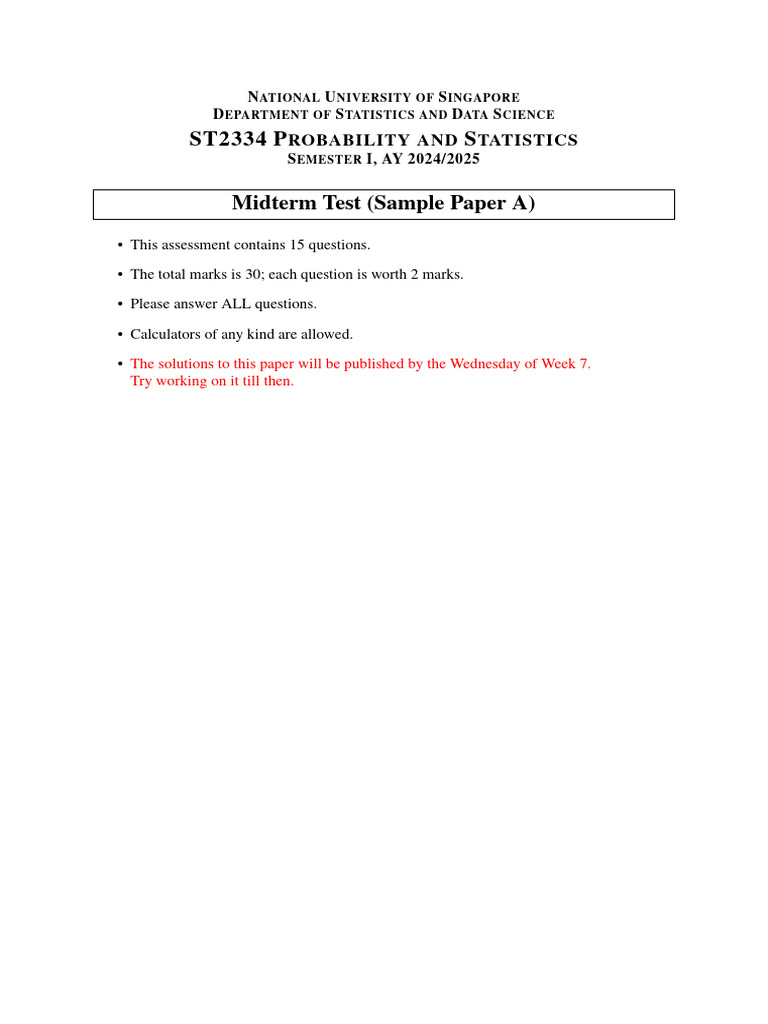 Samplea-Midterm-2425 Sem 1 | PDF