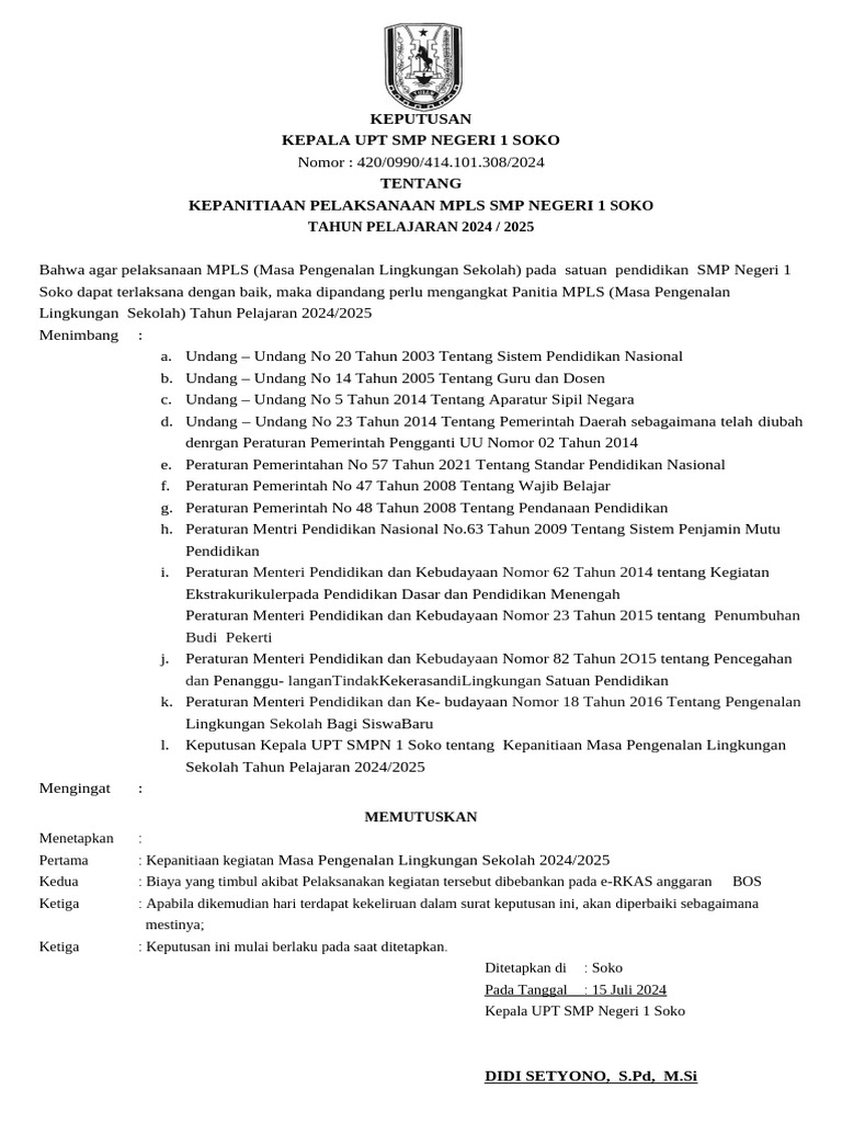 SK Panitia Mpls 2024 | PDF