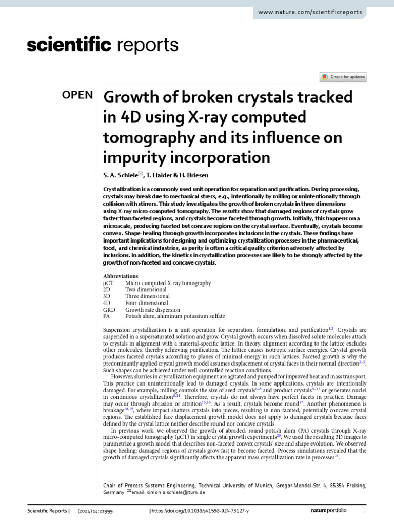 Growth of Broken Crystals Tracked: in 4D Using X-Ray Computed ...