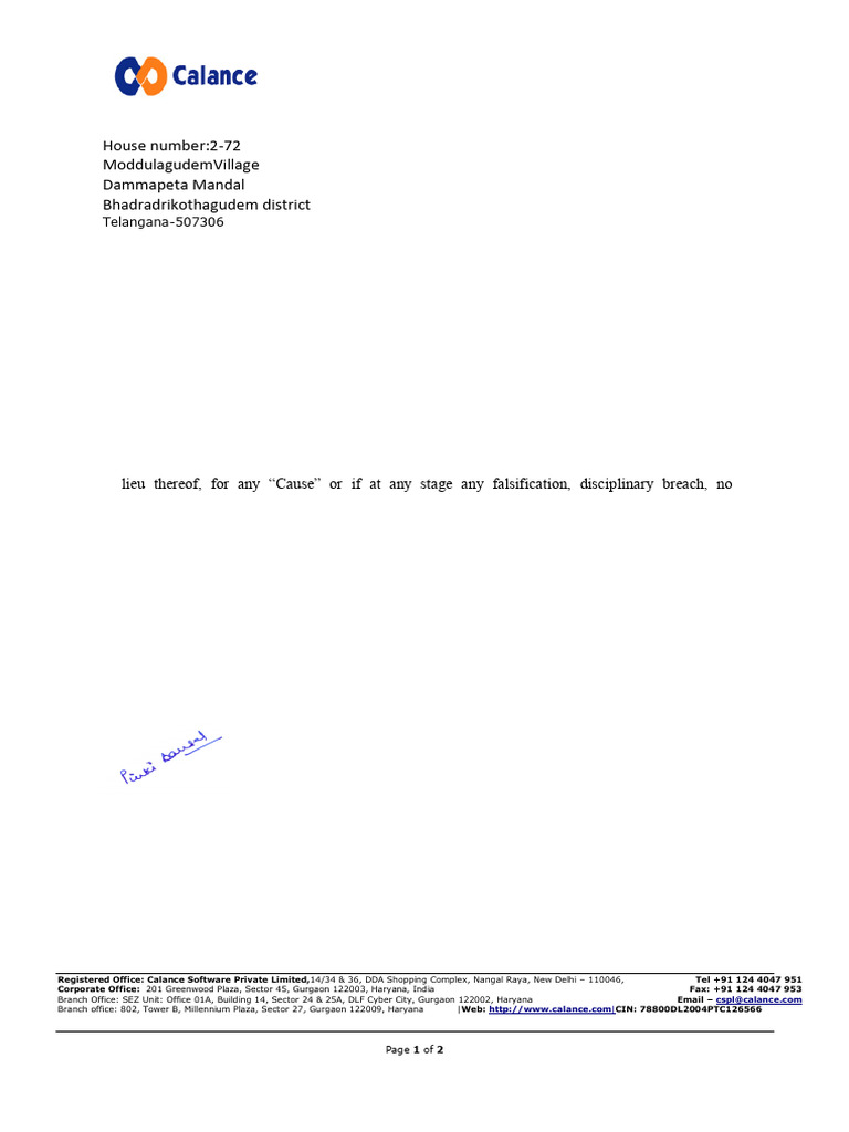 Revised Offer of Employment - Harshavardhan | PDF