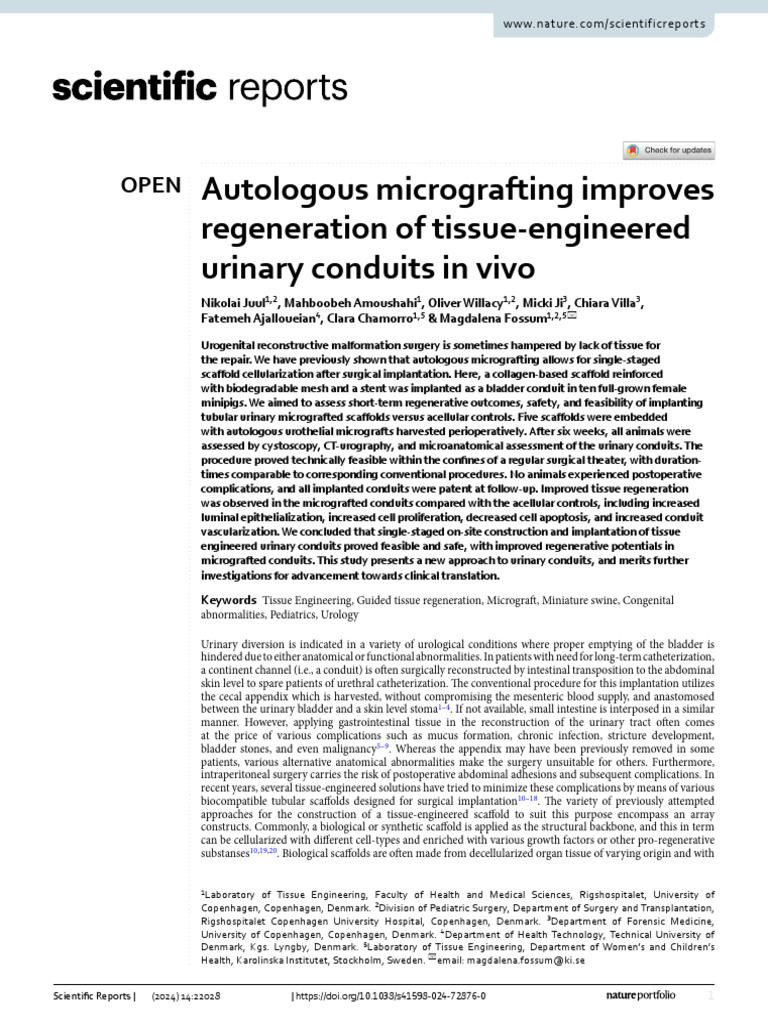 Autologous Micrografting Improves Regeneration of Tissue-Engineered ...