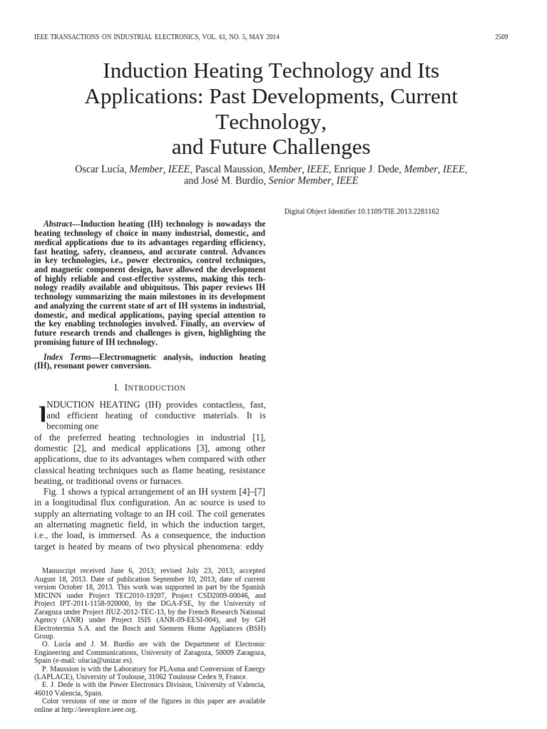 Induction Heating Technology and Its Applications: Past Developments ...