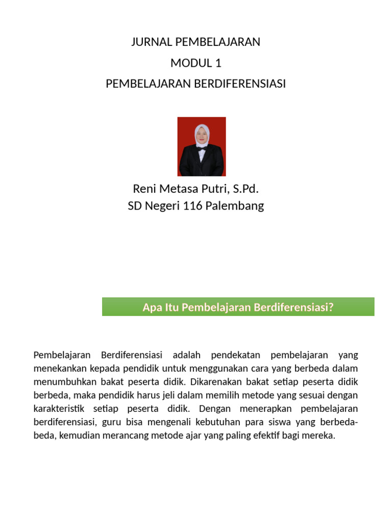 JURNAL PEMBELAJARAN Modul 1 Reni | PDF