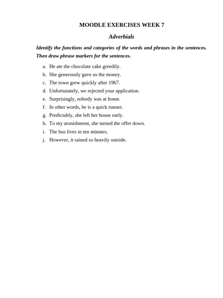 Moodle Exercises Week 7 | PDF