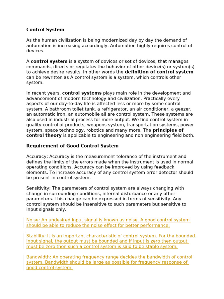 Control system | PDF