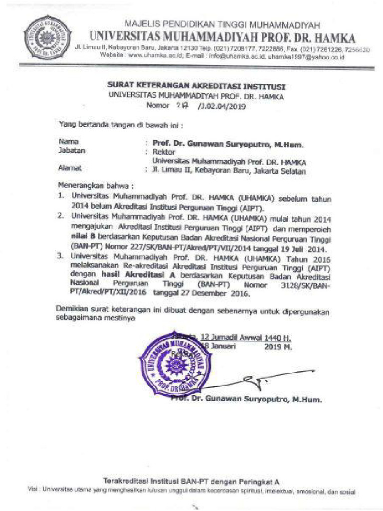 Bukti Sertifikat Akreditasi Perguruan Tinggi | PDF