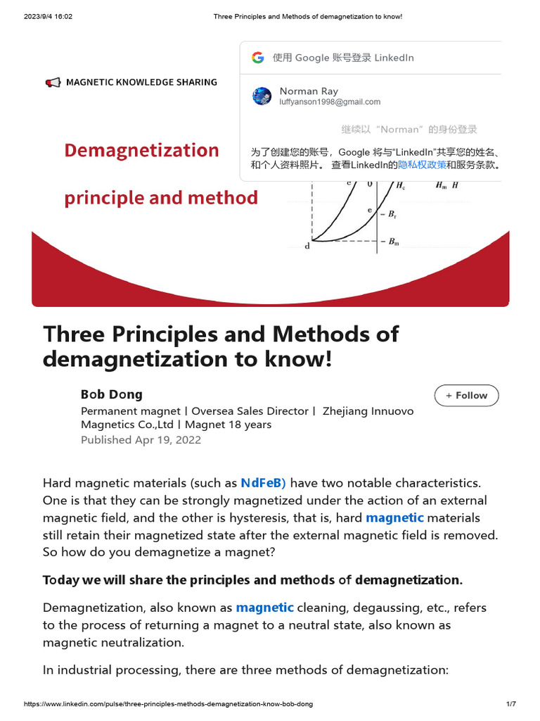 Three Principles and Methods of demagnetization to know! | PDF