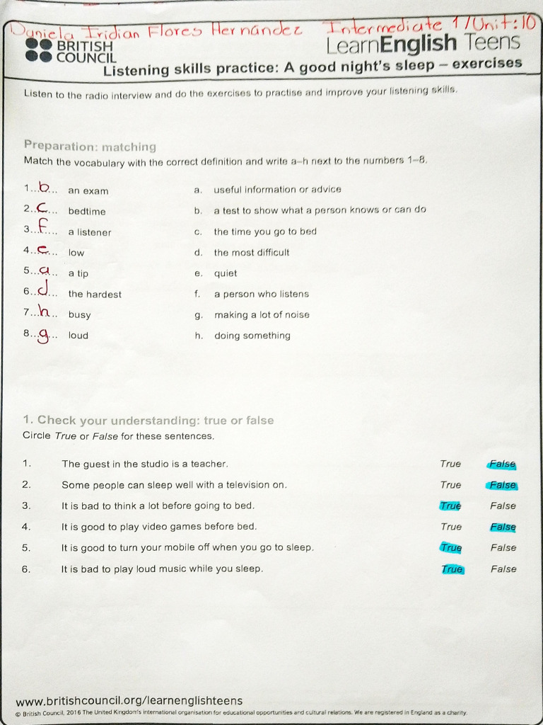 Listening Skills: A Good Night's Sleep | PDF | Learning