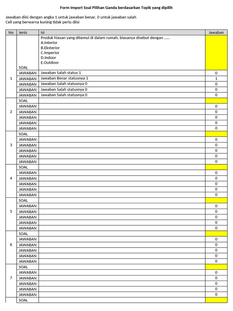 Form Soal Ganda | PDF