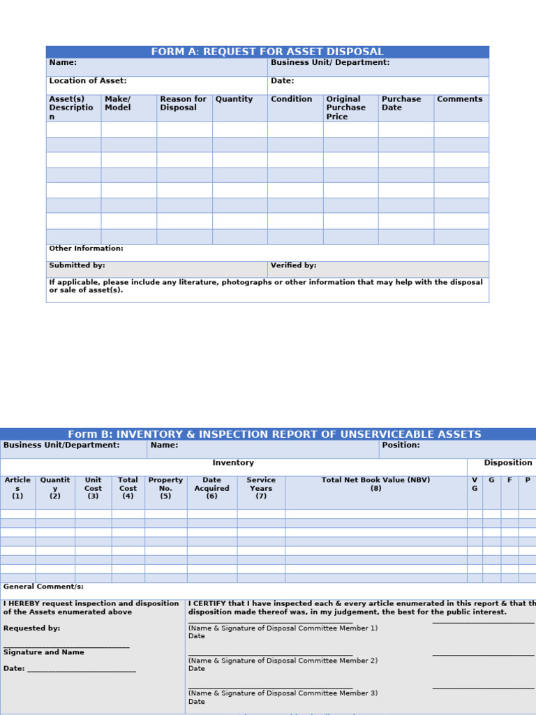 Disposal Forms Templates | PDF