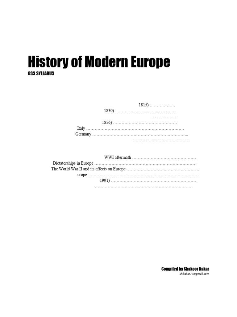 CSS European History Syllabus Overview | PDF | Age Of Enlightenment ...
