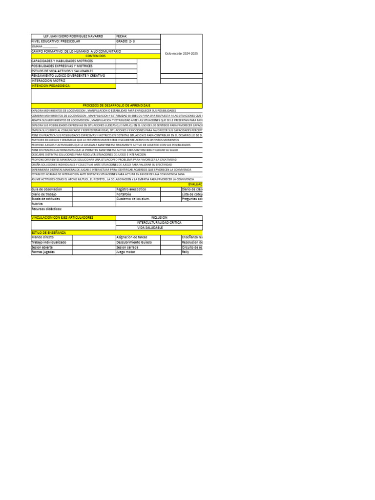 Formato de Planeacion Presencial | PDF
