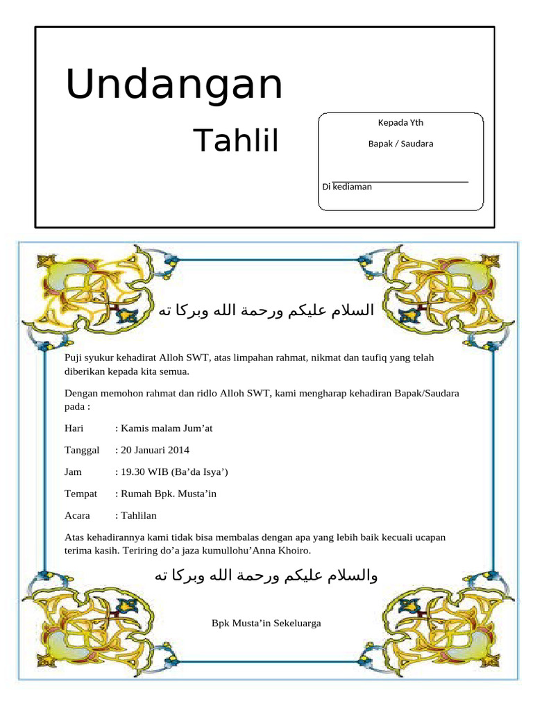 Contoh Undangan Bingkai Keren Versi 1 | PDF