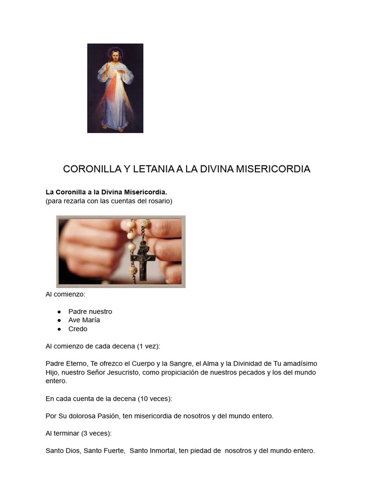 Coronilla y Letanía A La Divina Misericordia | PDF | Concepciones de dios | Dios en el cristianismo