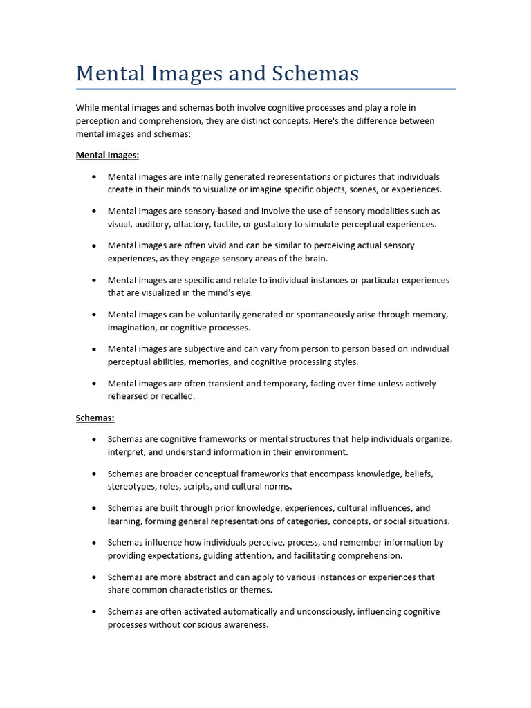 Mental Images and Schemas | PDF